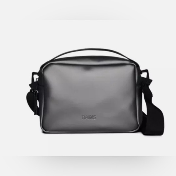 Rains | Bags | Nwt Rains Box Bag Metallic Grey Waterproof Crossbody ...